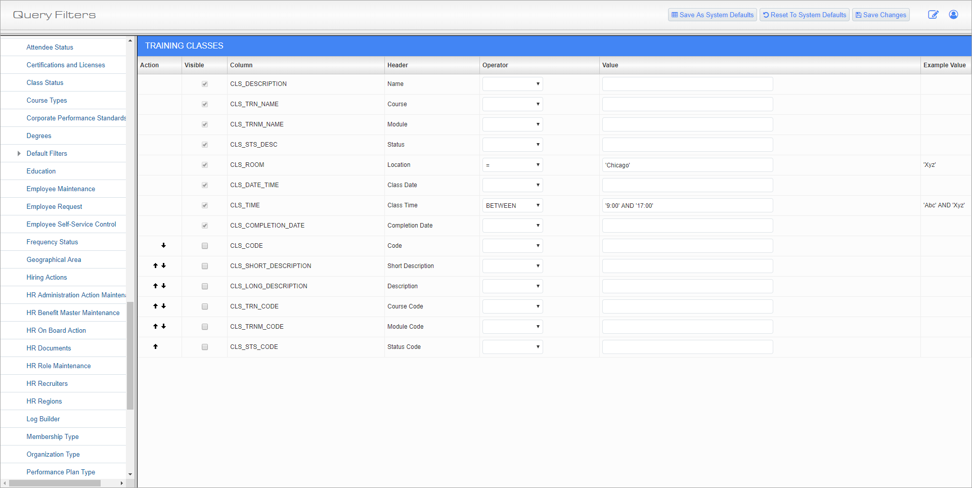 Default Filters