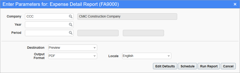 Fixed Assets - Expense Detail Report