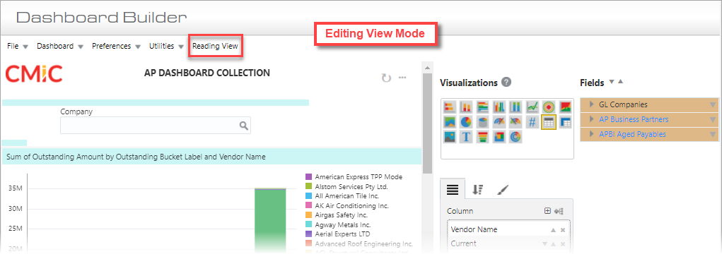 BI Dashboard Builder - [Reading View] - Button