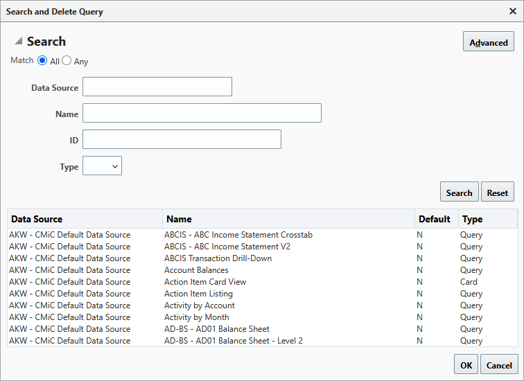 BI Query Builder - Screen