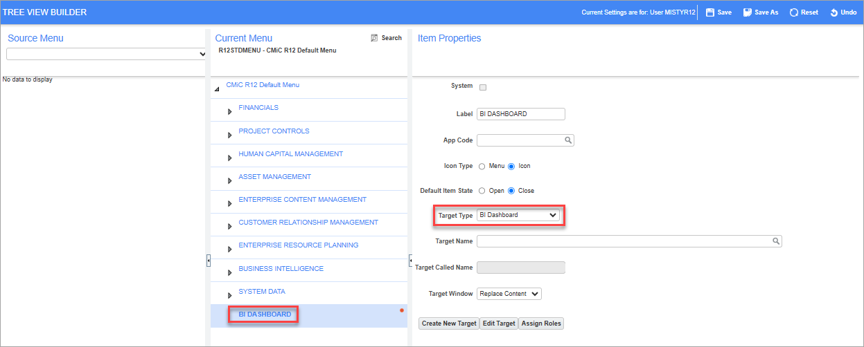 Add Dashboard Link to Treeview