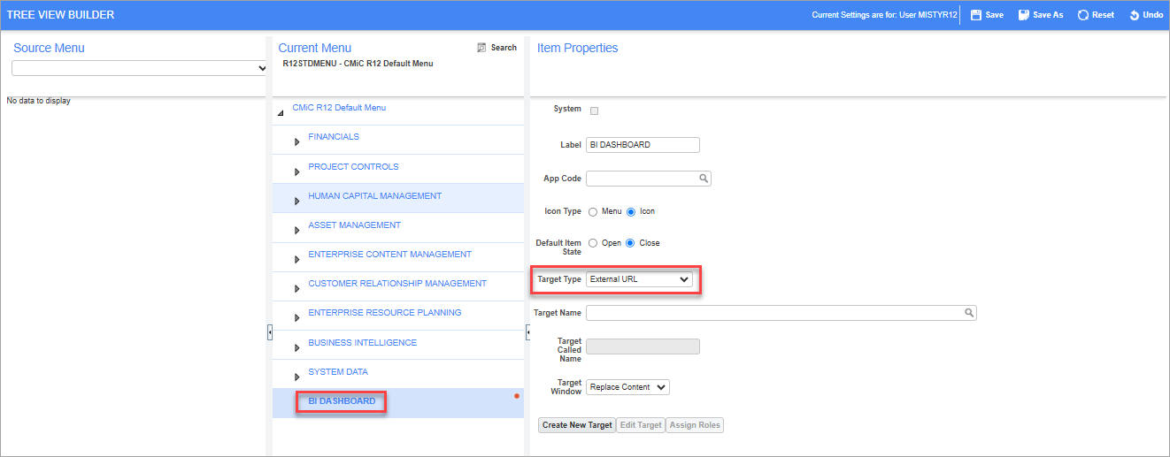 Add Dashboard Link to Treeview
