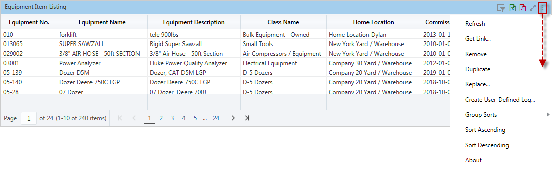 BI Dashboard Builder - Visualization Menu