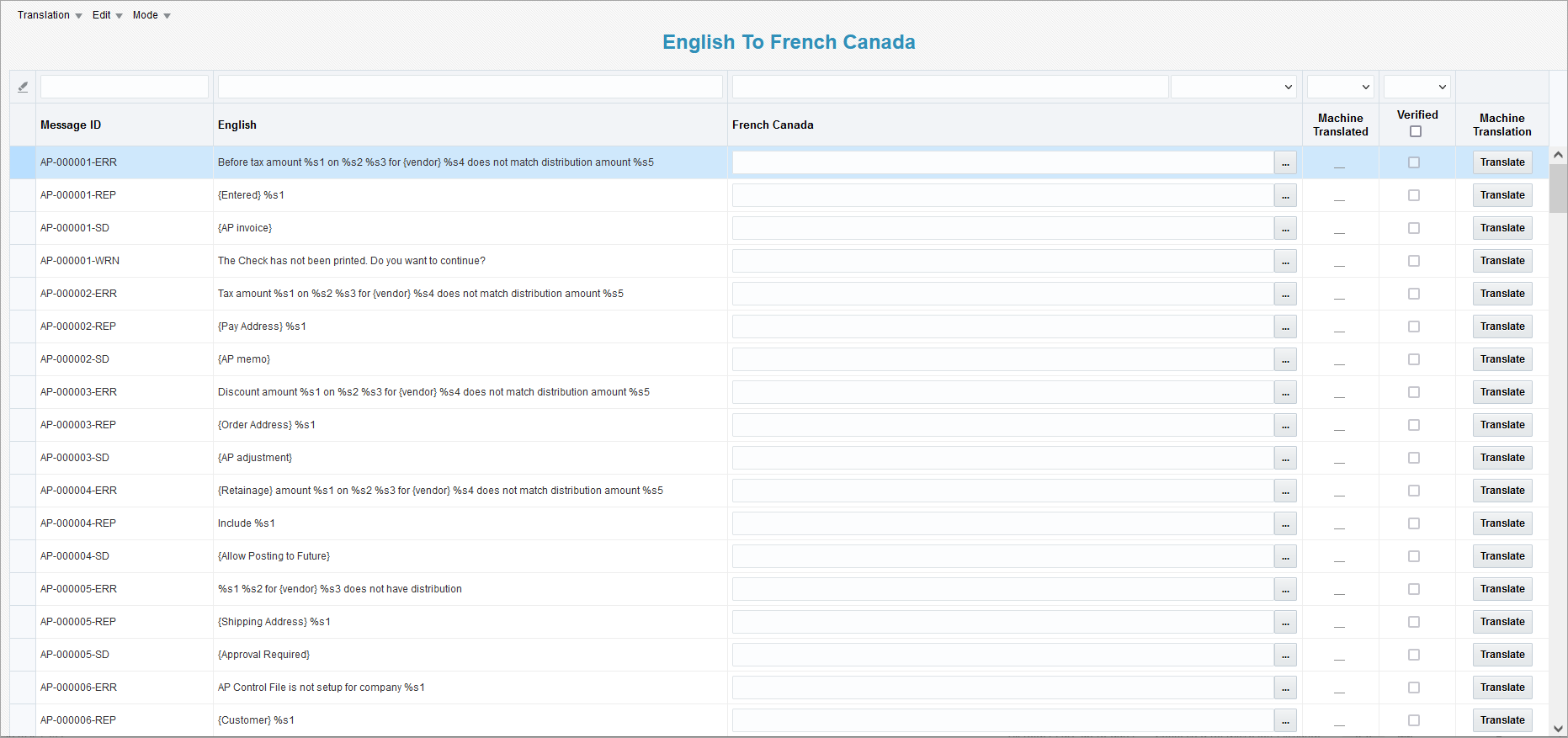 Translation Manager - Message Mode