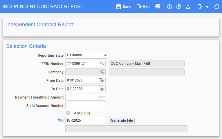 Accounts Payable - Independent Contract Report