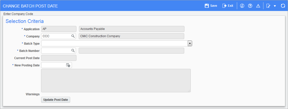 Accounts Payable - Change Batch Post Date