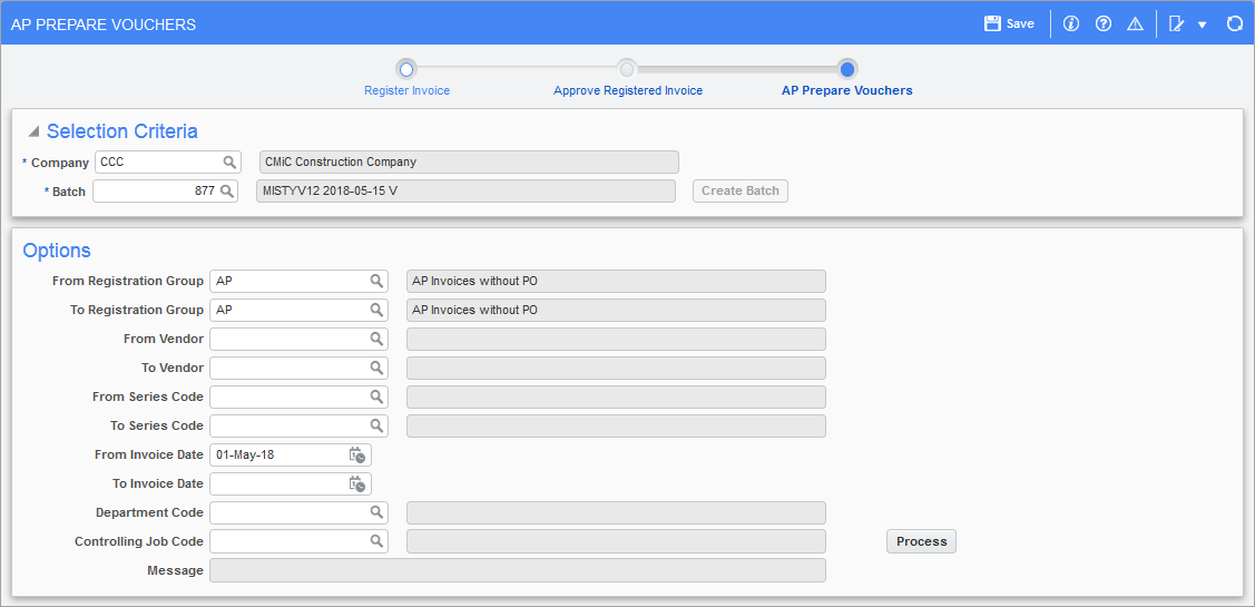 Converting Registered Invoices to Vouchers