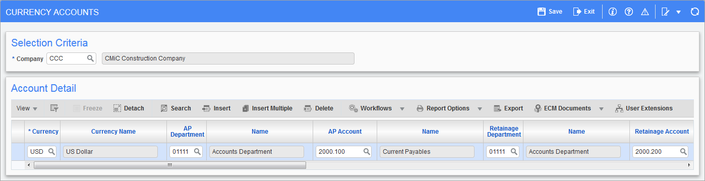 Accounts Payable - Currency Accounts