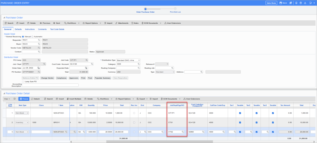 Accounts Payable - Allow Single Job per Voucher