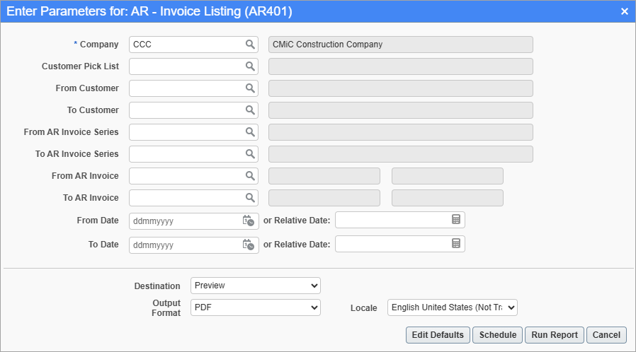 Accounts Receivable - AR - Invoice Listing