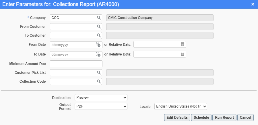 Accounts Receivable - Collections Report