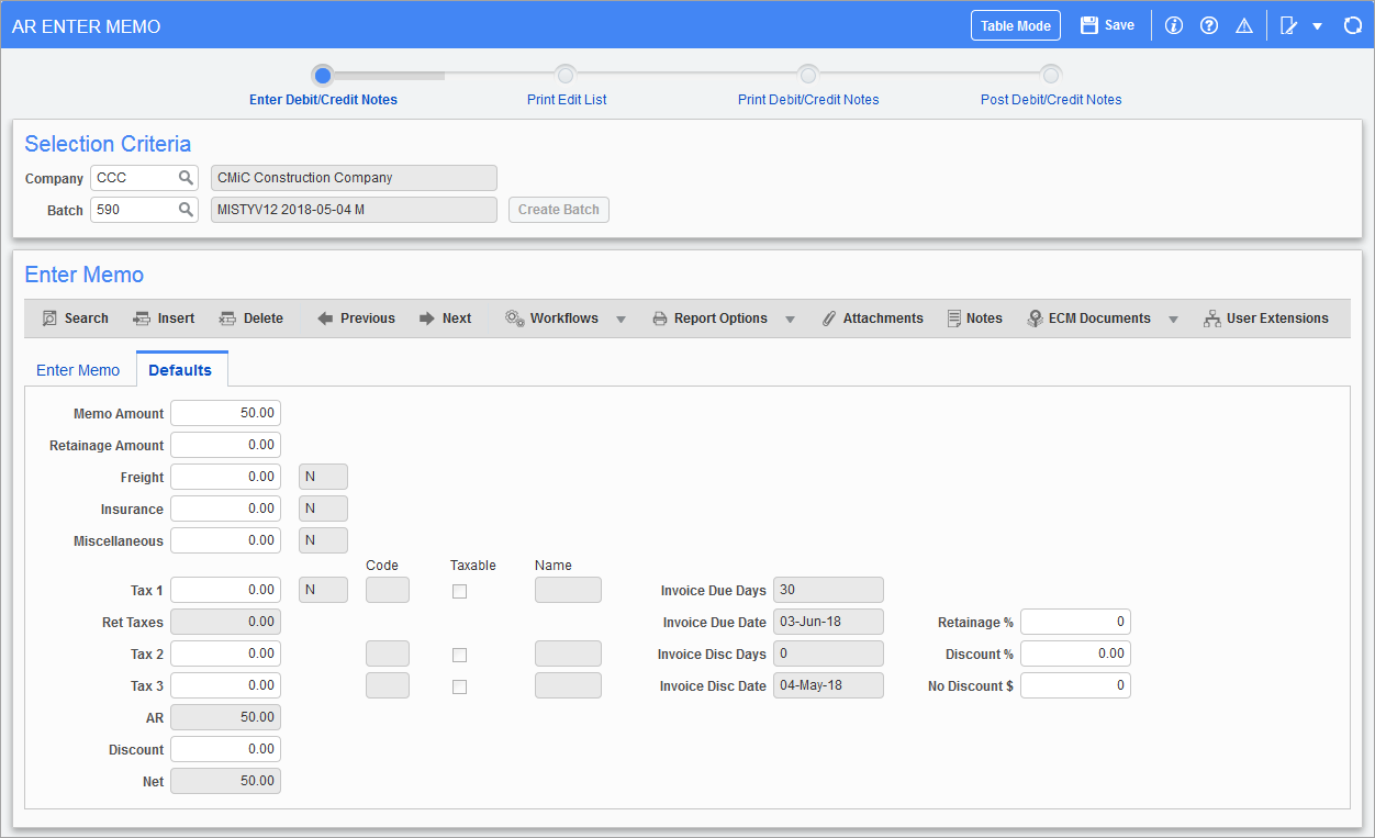 Accounts Receivable - Enter Required Distribution