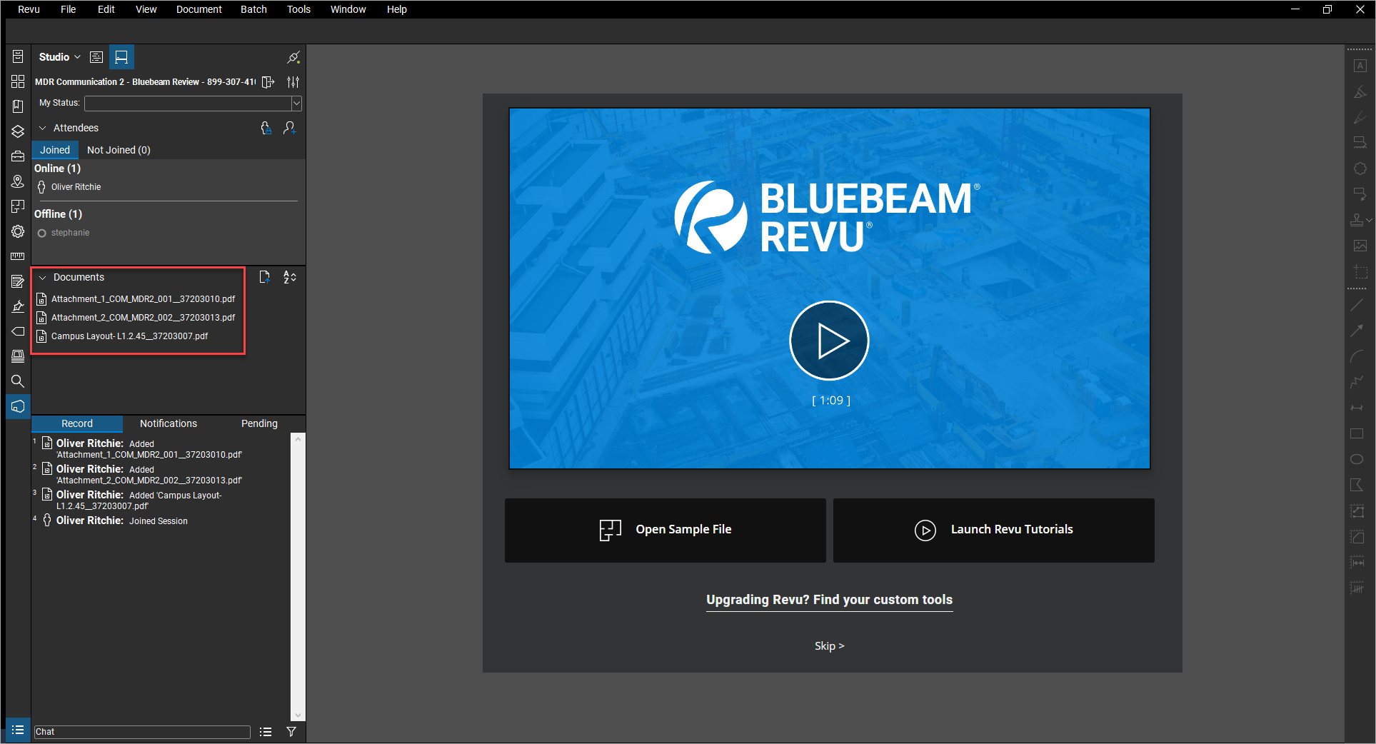 Create Bluebeam Studio Session