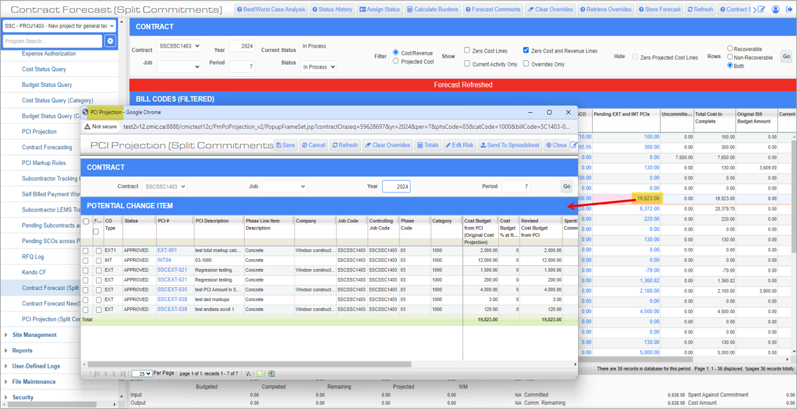 Contract Forecasting - Contract Forecast (Split Commitments) - Classic