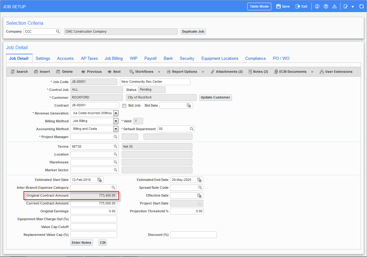 Contract Forecasting - Bid Items in CMiC Field