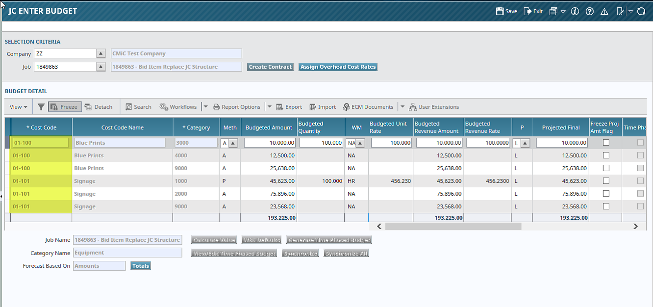 Contract Forecasting - Bid Items in CMiC Field