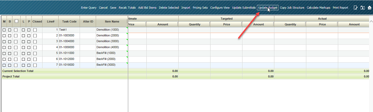 Contract Forecasting - Bid Items in CMiC Field