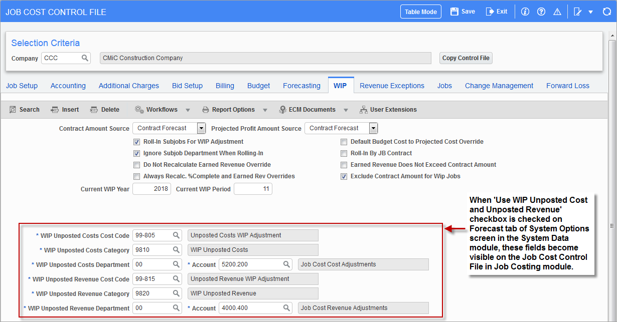 Contract Forecasting Setup - System Data Module