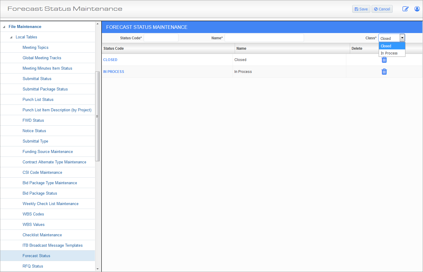 Contract Forecasting Setup - CMiC Field