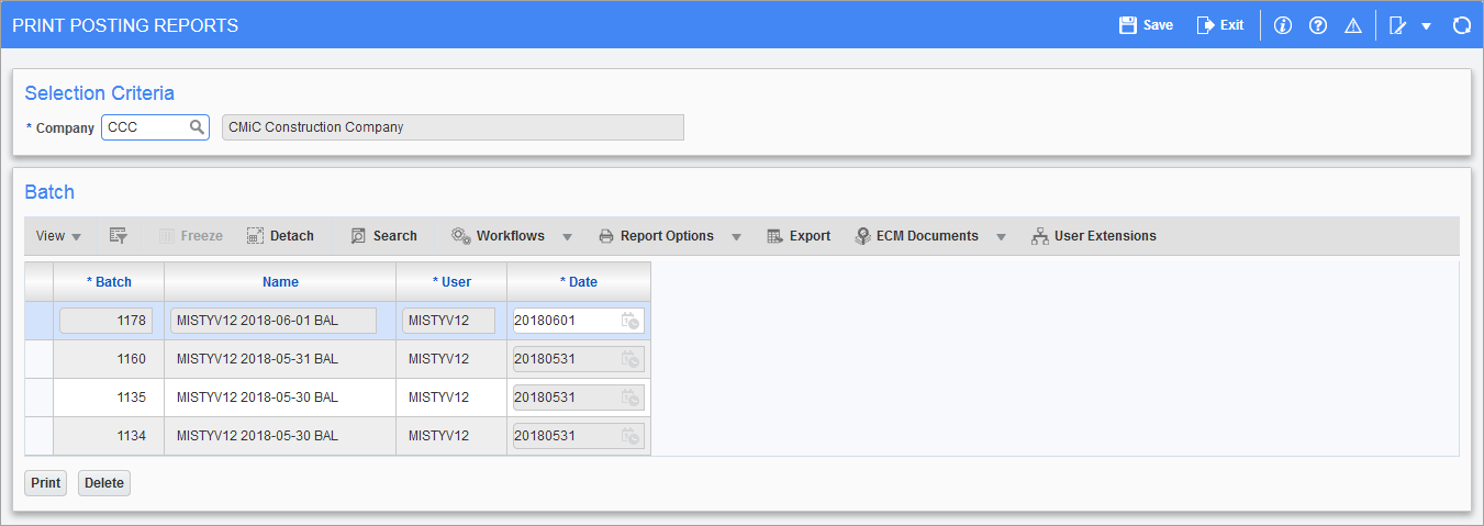 Print Posting Reports