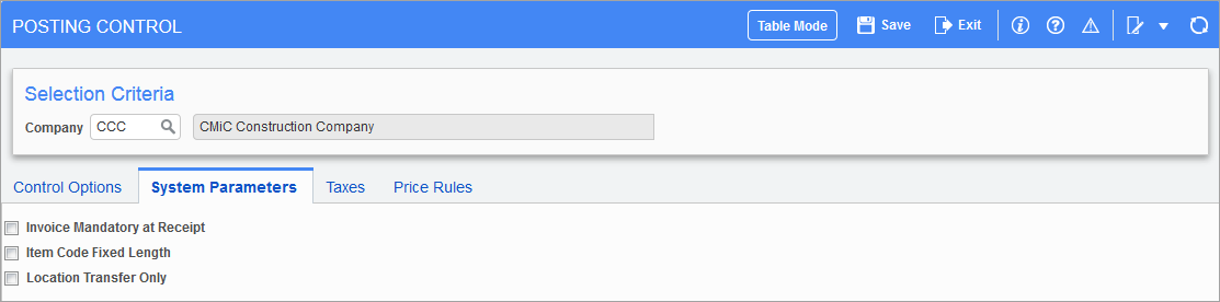Control File (Posting Control)