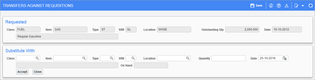 Inventory - Substituting an Item