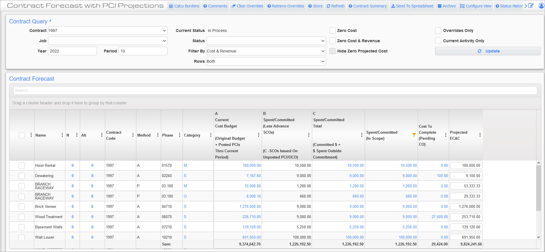 CMiC Field - Contract Forecast (New Interface)