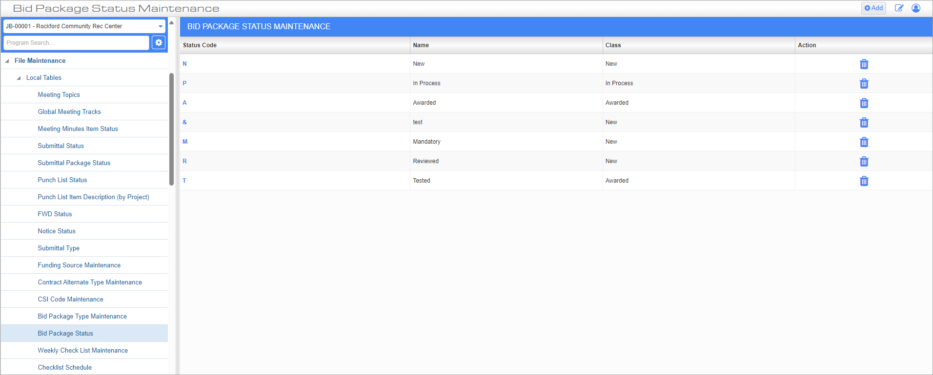 CMiC Field - Bid Package Status