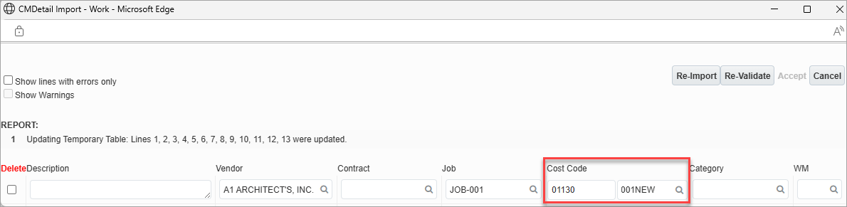 CMiC Field - Importing PCI Details
