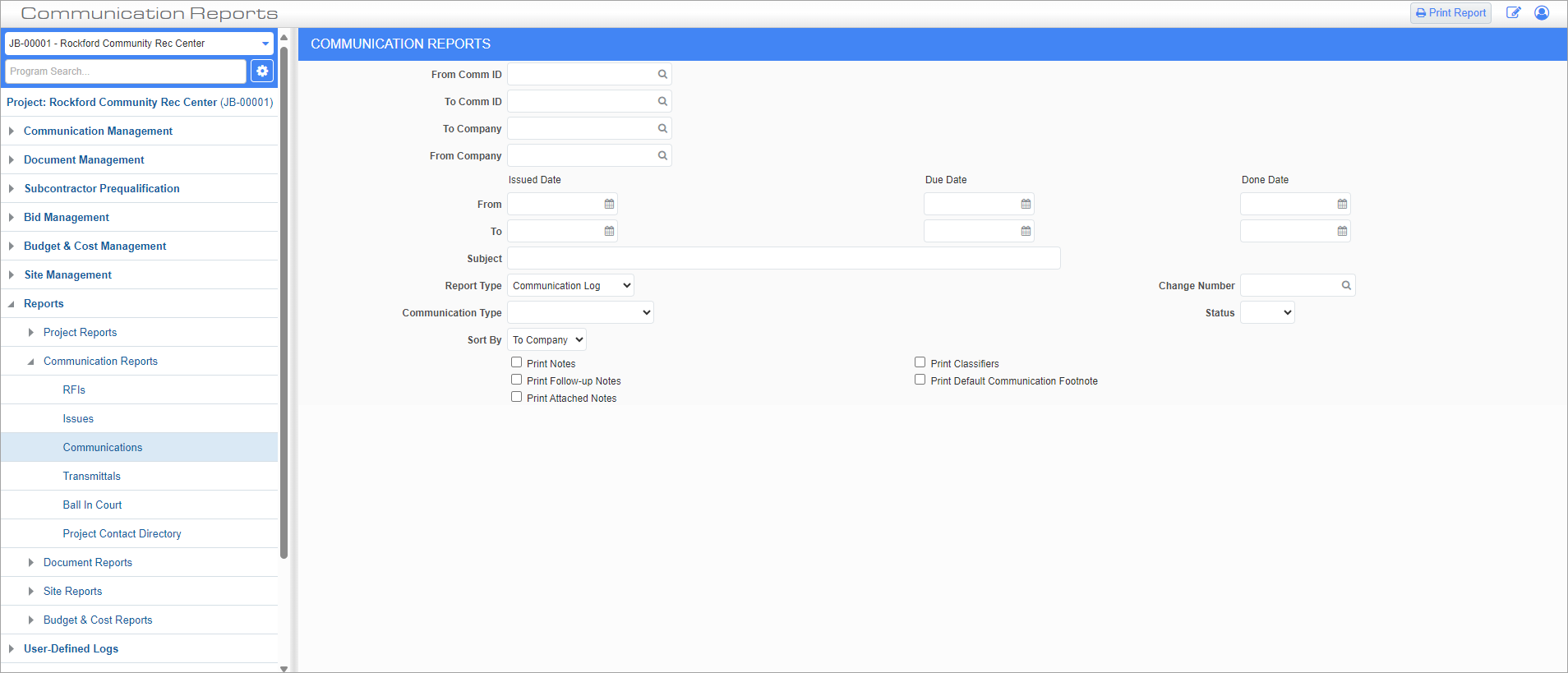 CMiC Field - Communication Reports