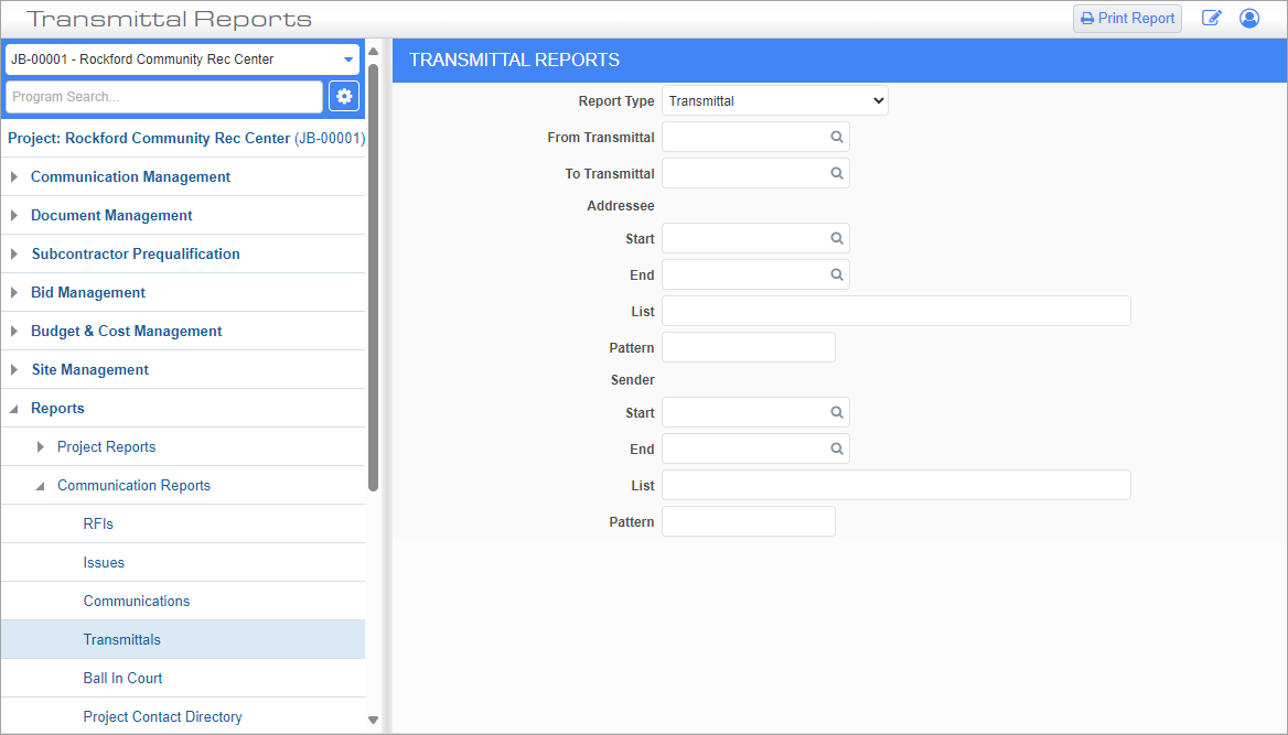 CMiC Field - Transmittal Reports