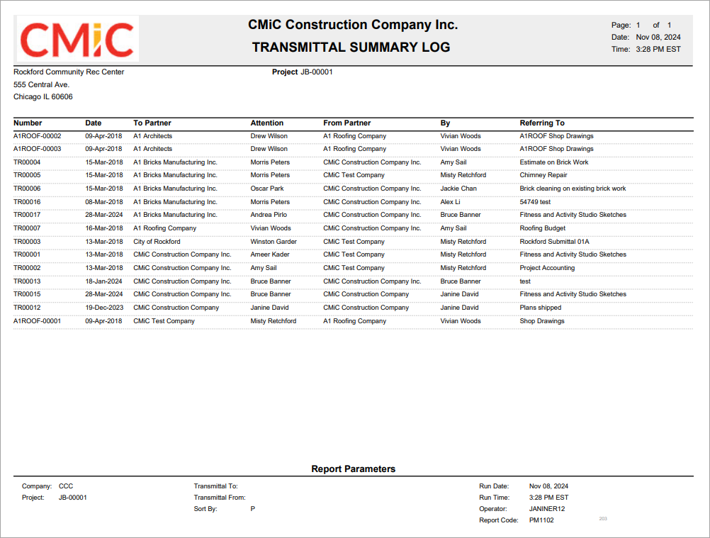 CMiC Field - Transmittal Reports