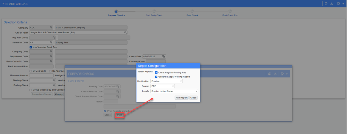 Preparing Checks for a Selection Code