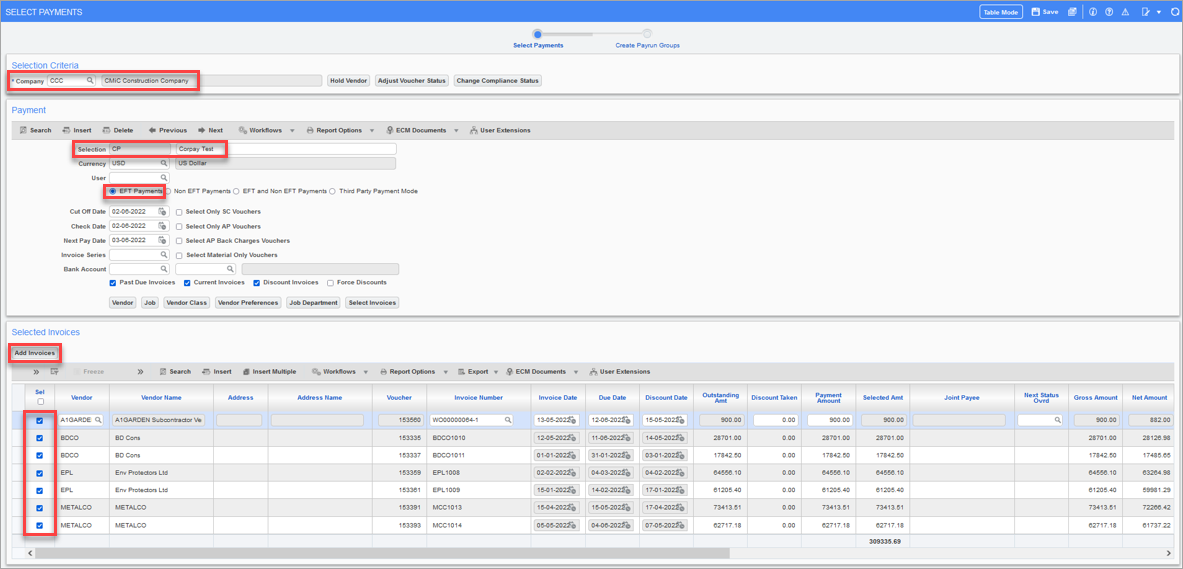 Preparing Checks for a Selection Code