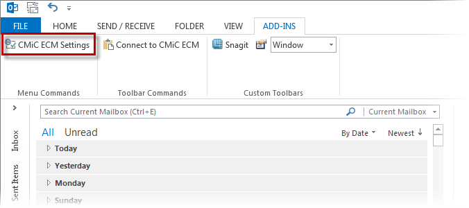 Enterprise Content Management - CMiC ECM in MS Outlook (Classic)