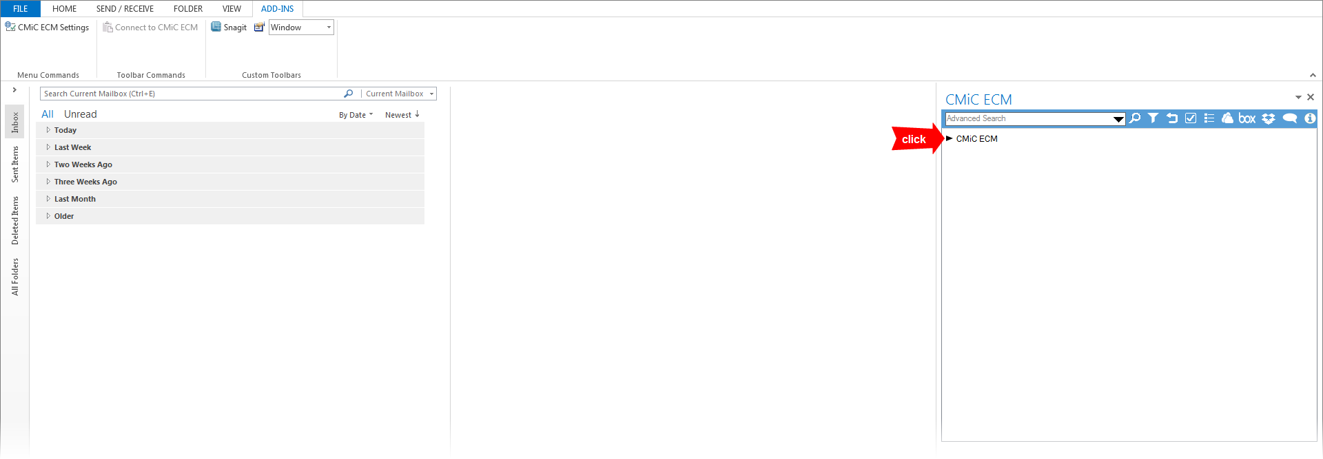 Enterprise Content Management - CMiC ECM in MS Outlook (Classic)