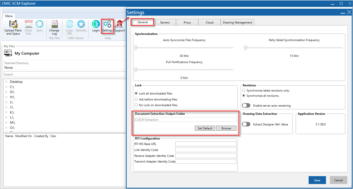 Enterprise Content Management - ECM Explorer Settings - General - Tab