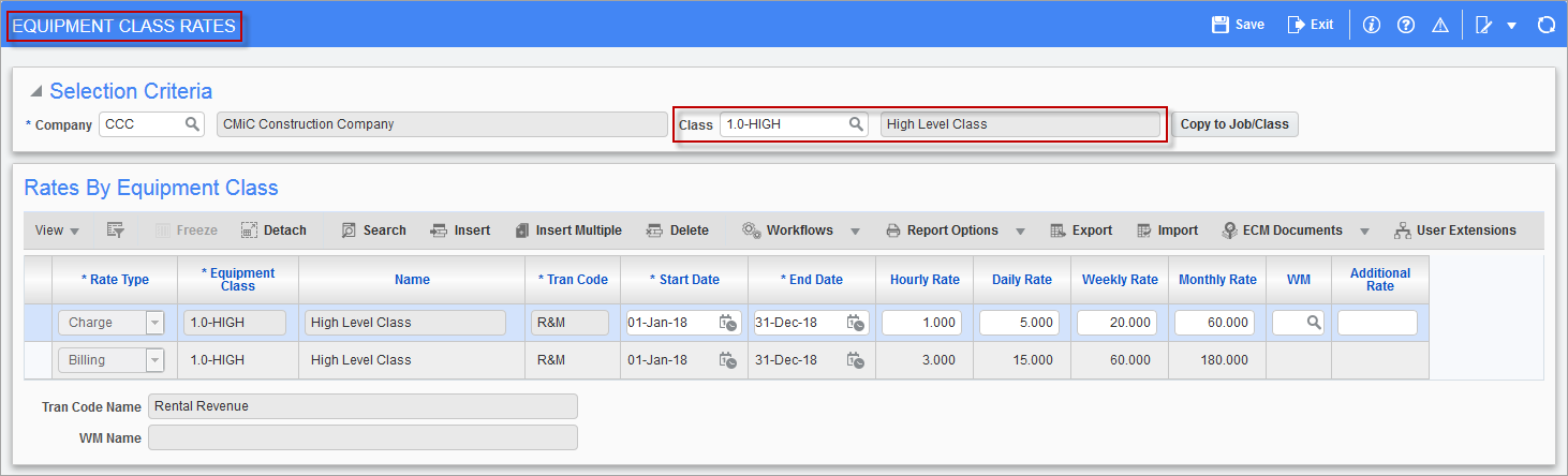 Equipment Costing - Controlling Class Rates