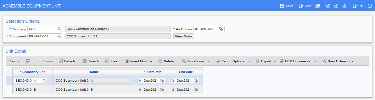Equipment Costing - Assemble Equipment Units