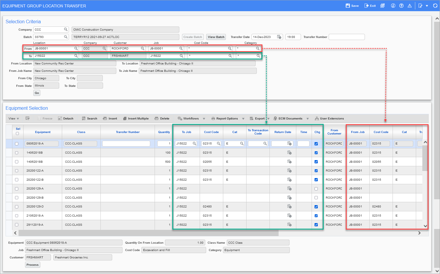 Equipment Costing - Location Transfers