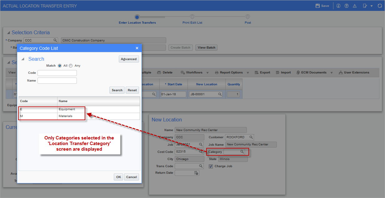 Equipment Costing - Location Transfers