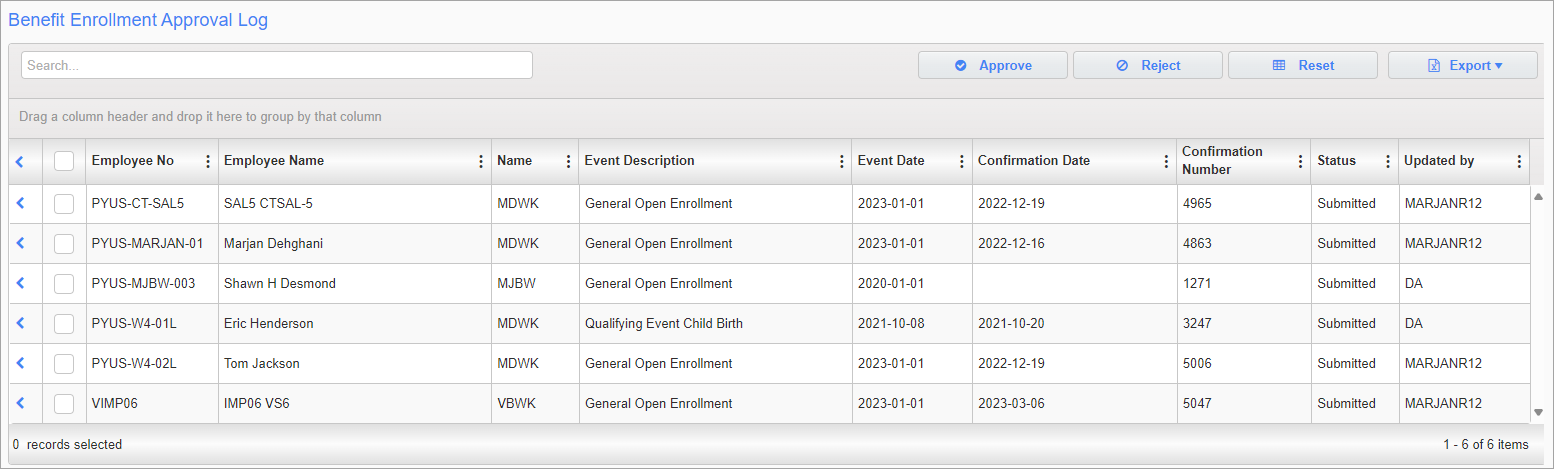 ESS Administrator - Benefit Enrollment Approval