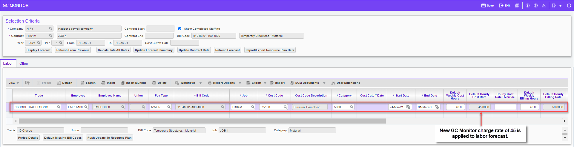 GC Monitor Setup - Forecasting Rate