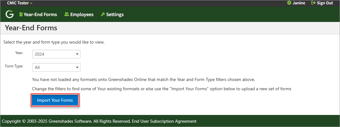 Greenshades - Create Year-End Forms - Online