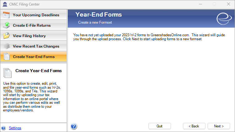 Greenshades - Create Year-End Forms - Tax Filing Center