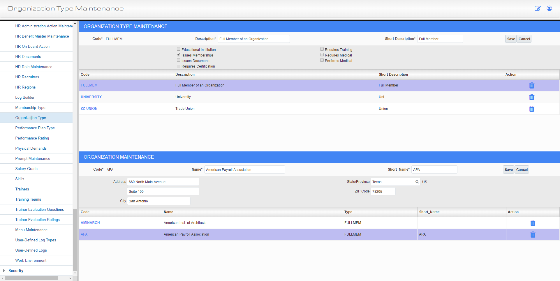 Human Capital Management - Organization Type