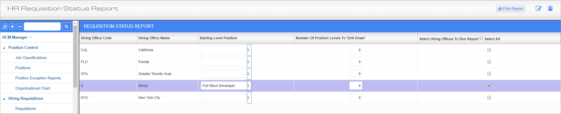 Human Capital Management - Requisition Status Report