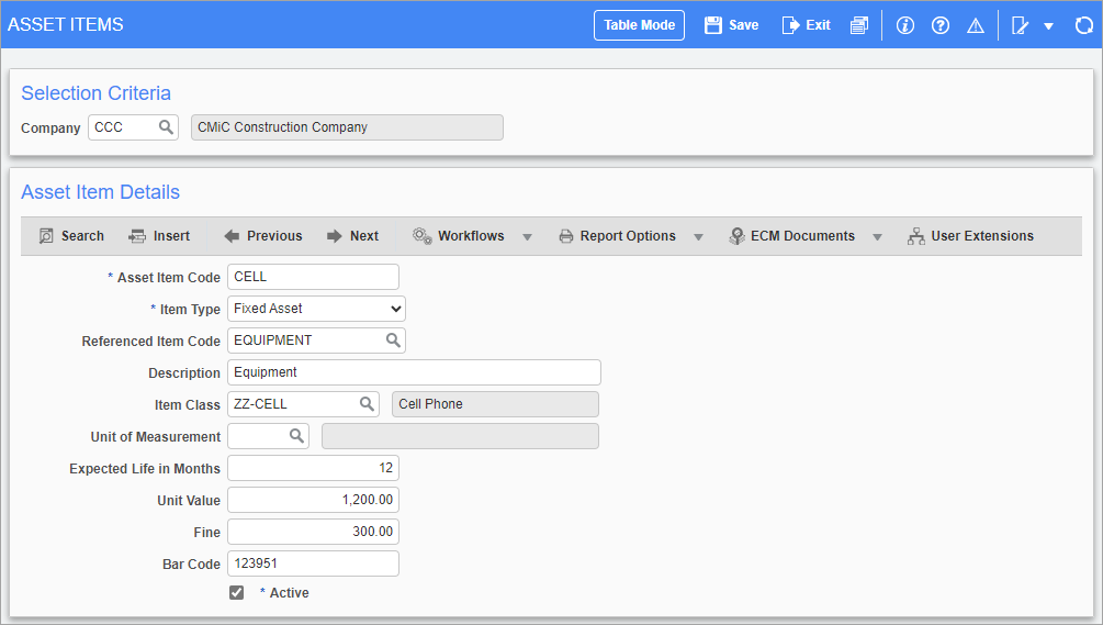 Human Resources - Maintain Asset Items