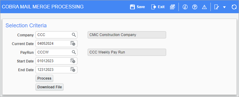 Human Resources - Cobra Processing (Mail-Merge)