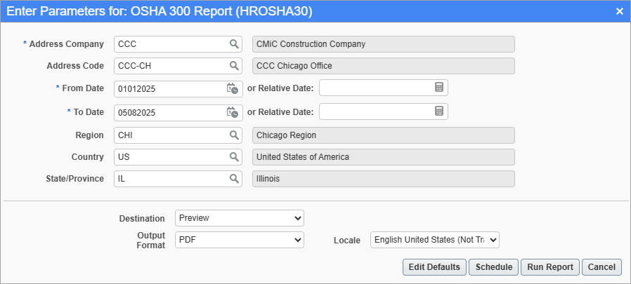 Human Resources - OSHA 300 Report
